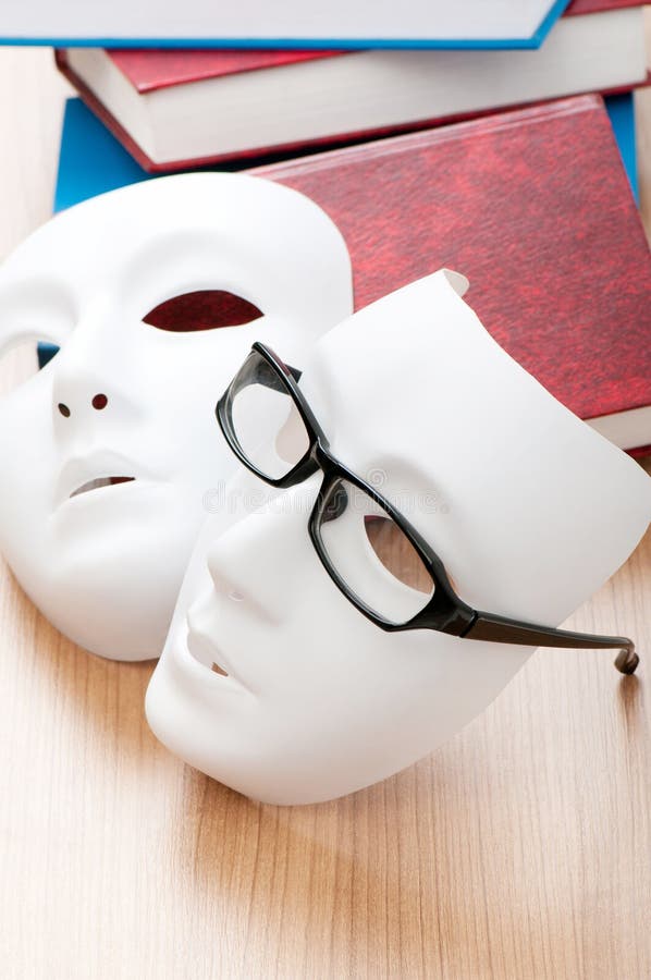 Reading Concept with Masks, Books Stock Photo - Image of library, book ...