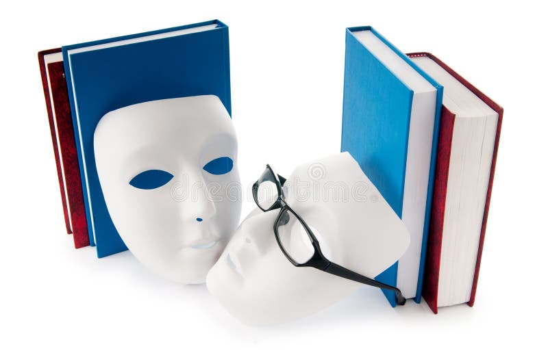 Reading Concept with Masks, Books Stock Image - Image of masks, comedy ...