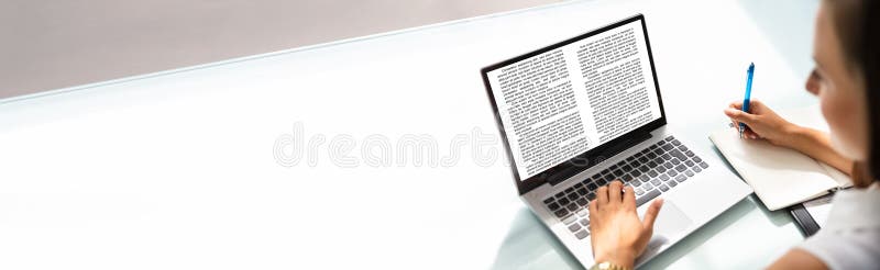 Reading Content on Laptop Computer Screen Stock Photo - Image of ...