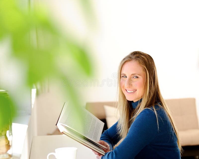 Reading at home stock image. Image of relax, pretty, adult - 21061915