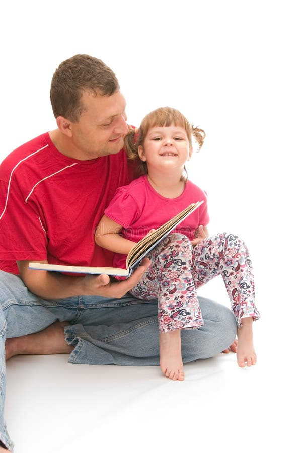 Reading with dad stock photo. Image of books, girl, children - 2831816