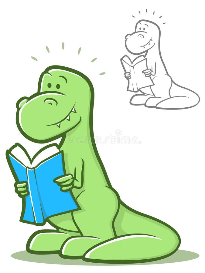 Reading Dinosaur stock vector. Illustration of clipart - 35486529
