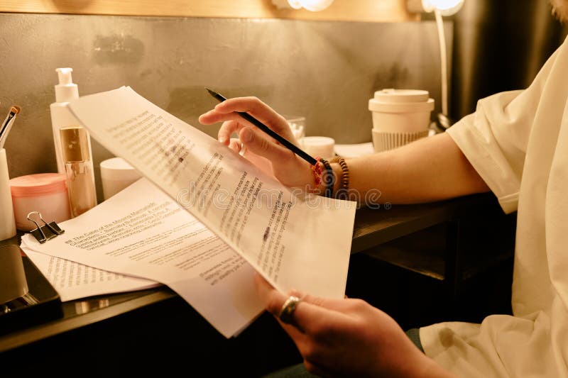 Reading Document in Cozy Modern Desk Setup Stock Photo - Image of ...