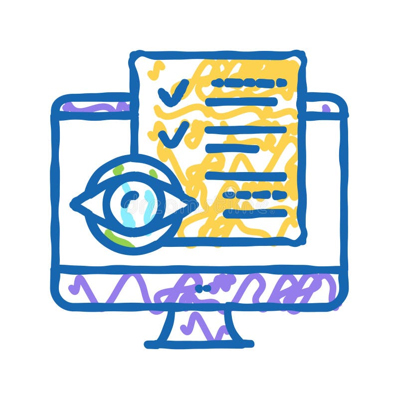 Reading Electronic Document Icon Doodle Illustration Stock Illustration - Illustration of screen ...