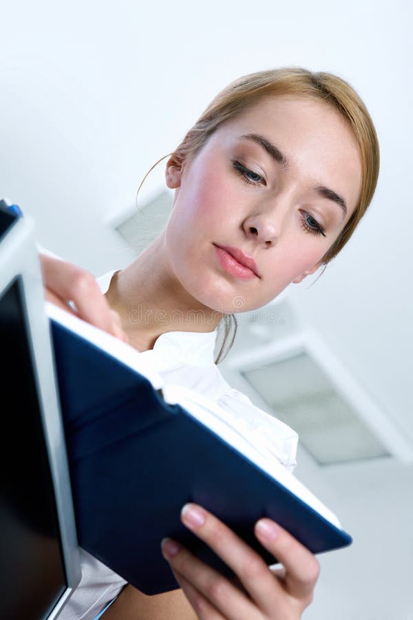 Reading for exam stock image. Image of attractive, blond - 16537619