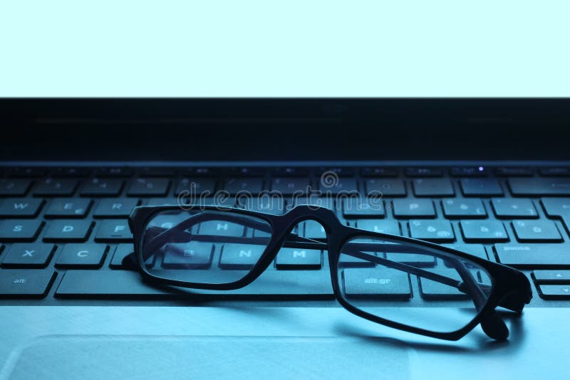 Reading Eyeglasses Rest on a Pc Keyboard with Copy Space for Your Text ...
