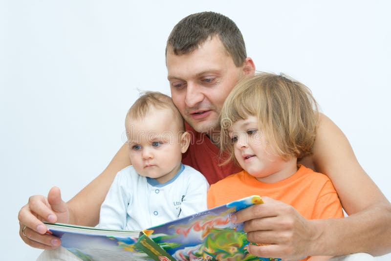 Reading father stock image. Image of girl, book, kids - 6413235