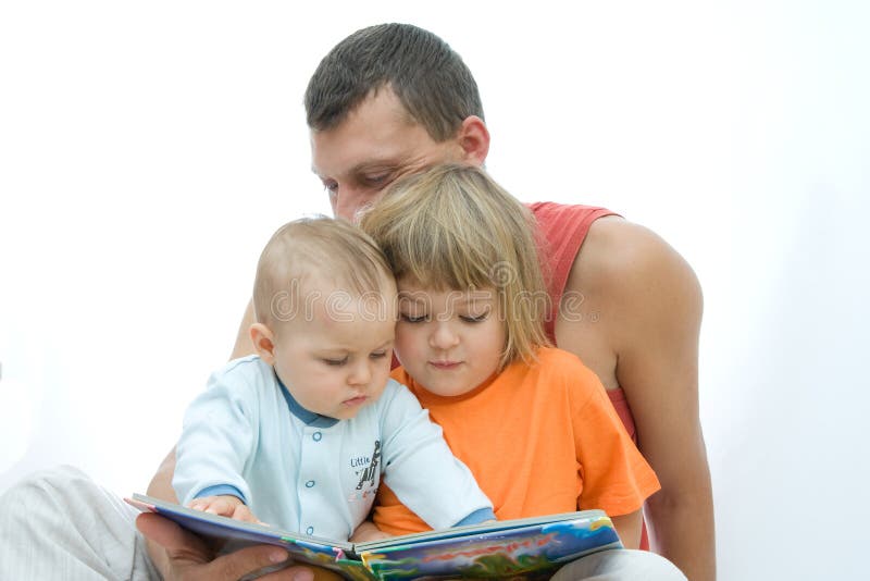 Reading father stock image. Image of girl, book, kids - 6413235