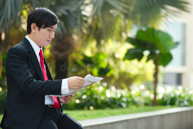 Reading Financial Newspaper Stock Image - Image of manager, business ...