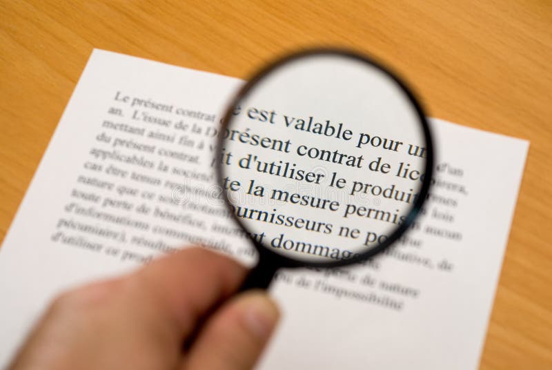 Reading Fine Print in French Stock Image - Image of text, agreement ...