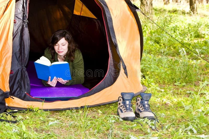 Reading in the forest stock photo. Image of alone, grass - 4732824