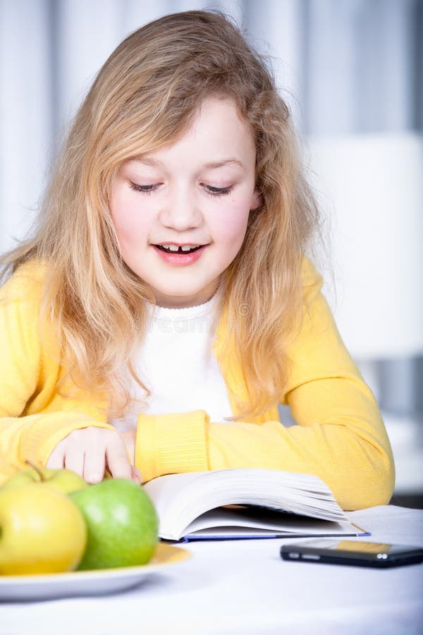 Reading girl stock image. Image of child, indoors, girl - 10358535