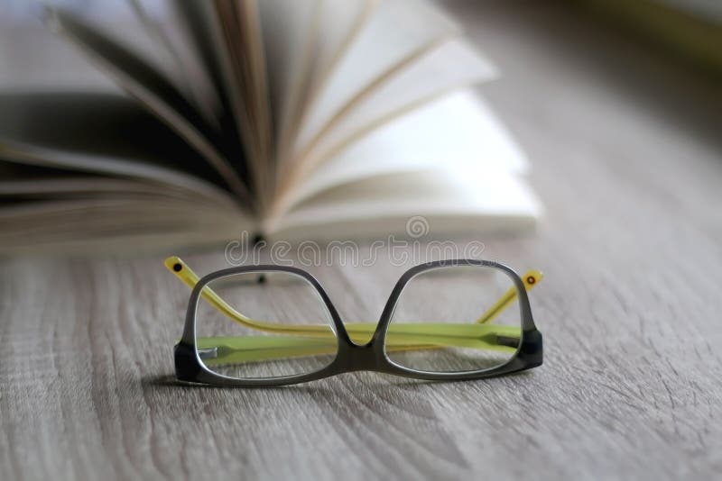 Reading Glasses and Book stock image. Image of interior - 187358429