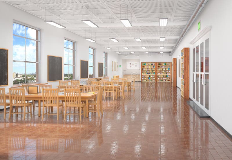 Reading hall interior. stock illustration. Illustration of college ...