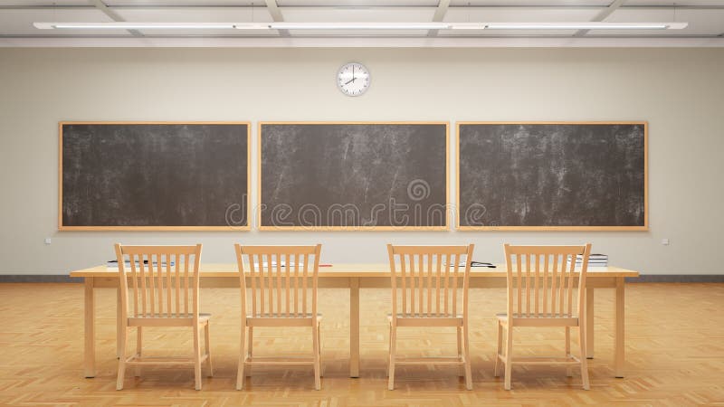 Reading Hall and Classroom in School Stock Photo - Image of rendering ...