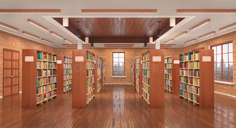 Reading Hall and Classroom in School Stock Photo - Image of rendering ...