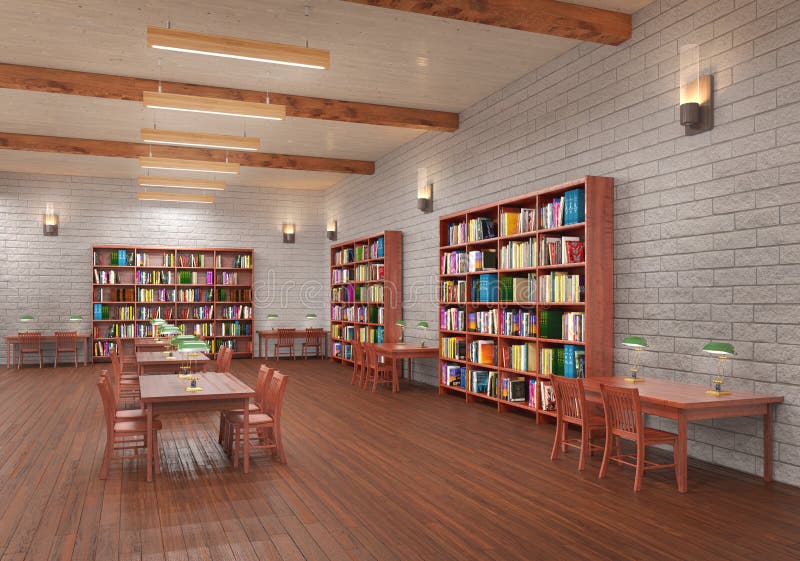 Reading Hall and Classroom in School Stock Photo - Image of rendering ...