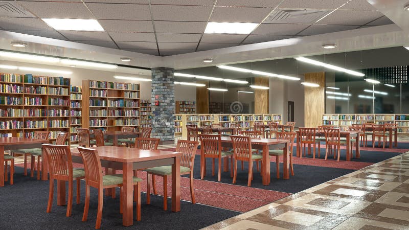 Reading Hall and Classroom in School Stock Photo - Image of rendering ...