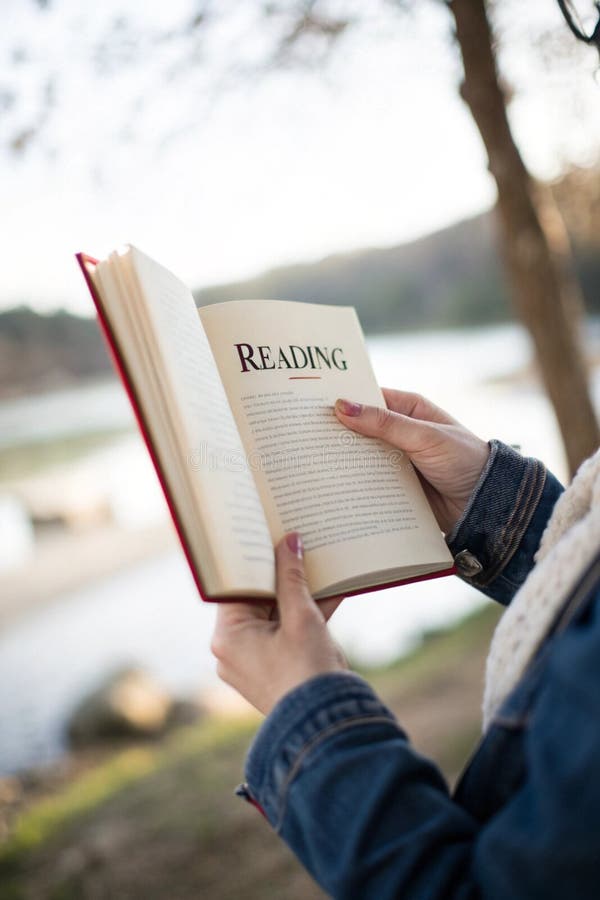Reading, hand, open book stock illustration. Illustration of ...