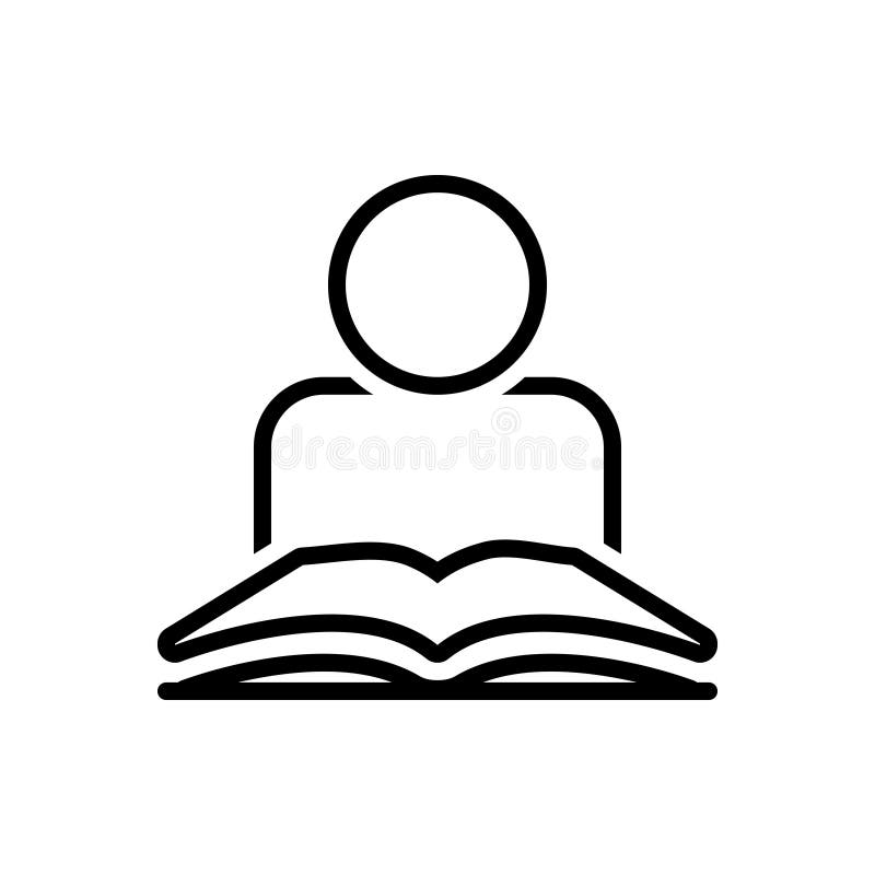 Black Line Icon for Reading, Education and Student Stock Illustration ...