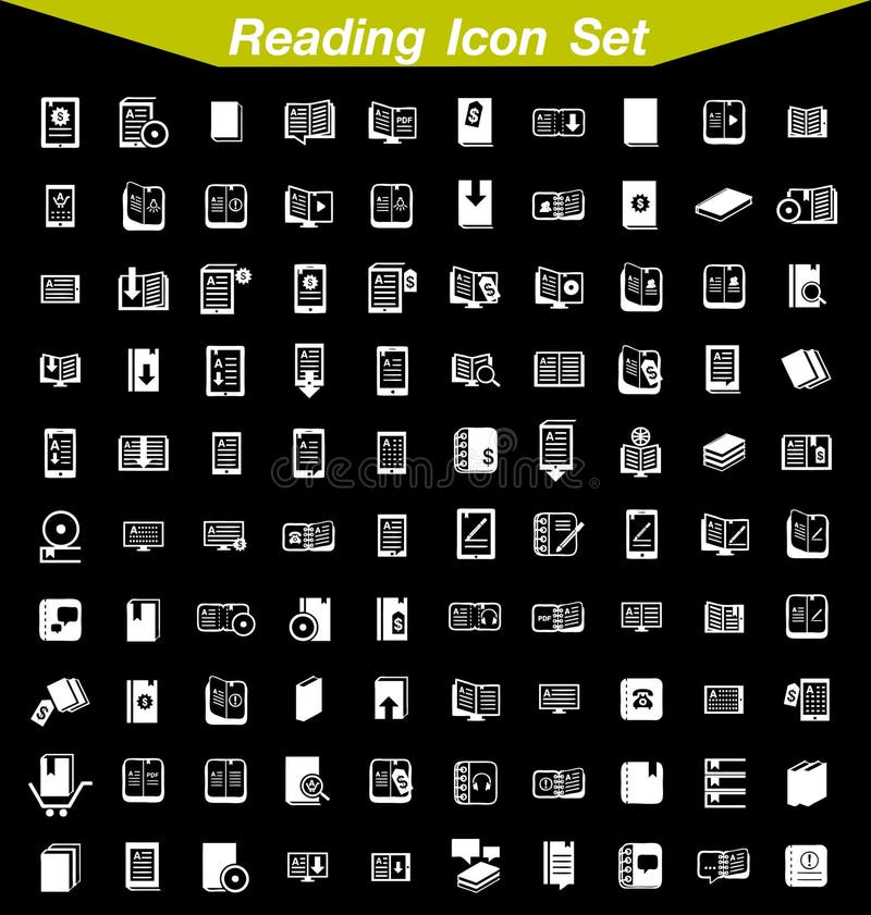 Reading icon set stock illustration. Illustration of interactive - 64697361