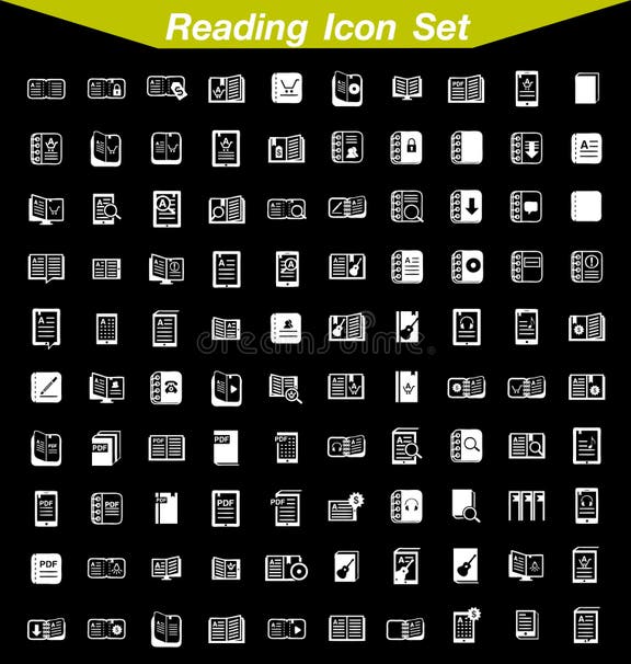 Reading icon set stock illustration. Illustration of monitor - 64697368