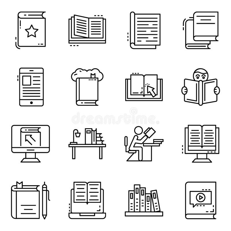 Reading Icons Pack stock vector. Illustration of desk - 152836231