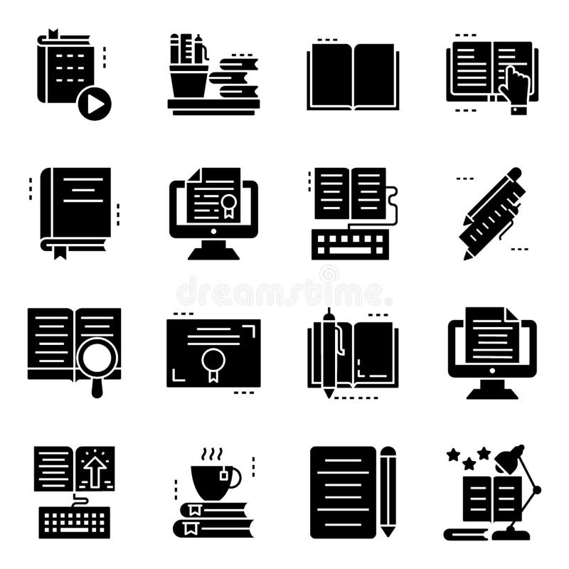 Reading Icons Pack stock vector. Illustration of study - 152833215