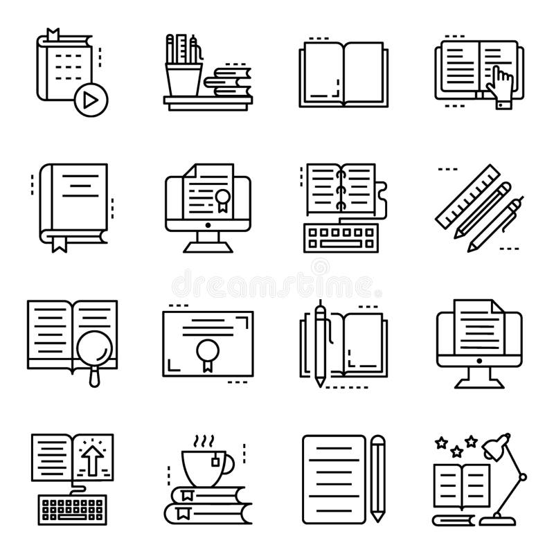 Reading Icons Set stock vector. Illustration of reading - 152836216