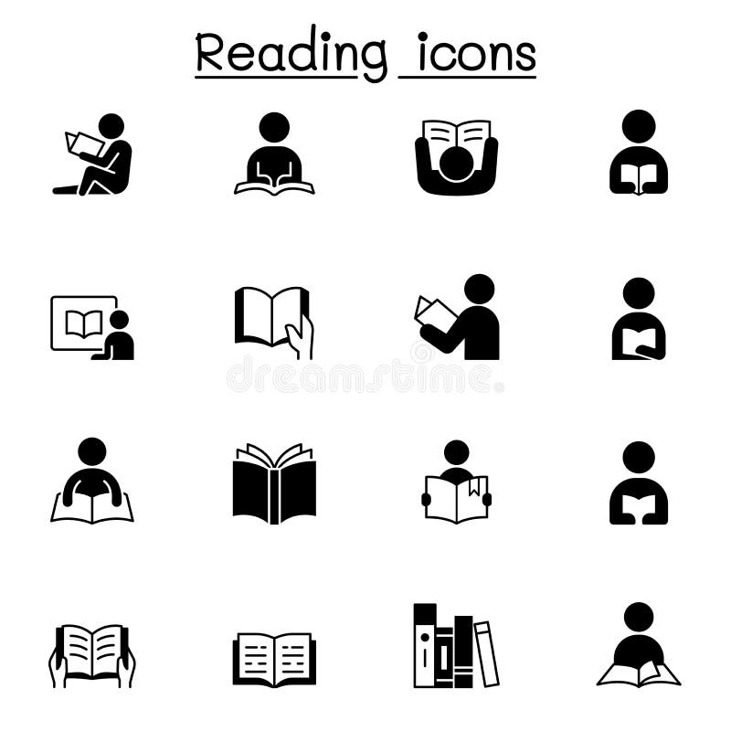 Reading Icons Set Vector Illustration Graphic Design Stock Vector ...