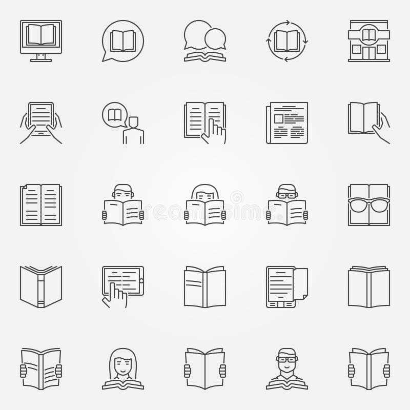 Reading icons vector set stock vector. Illustration of line - 97979983