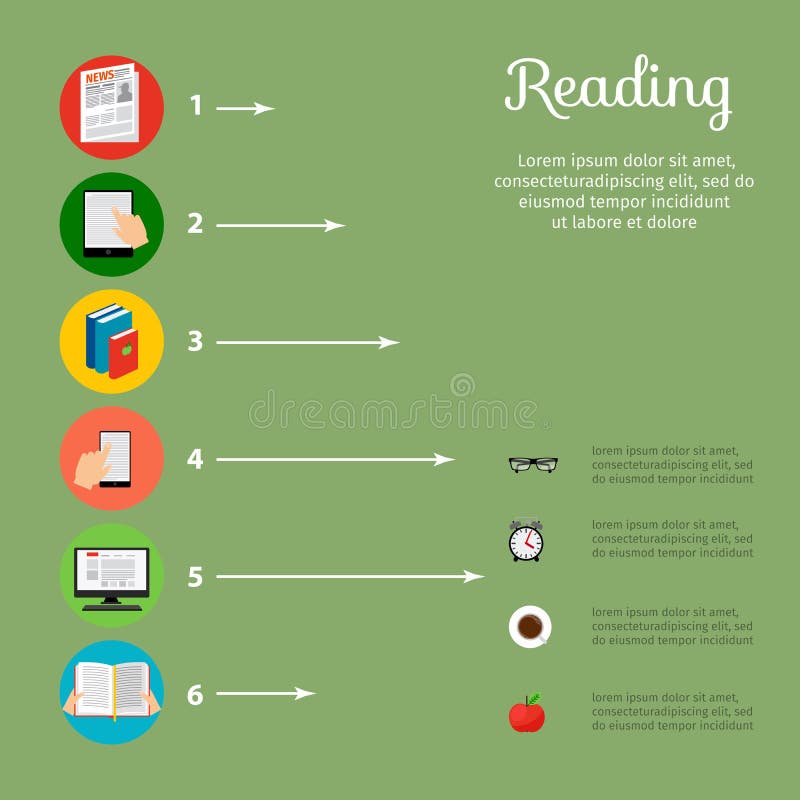 Reading Infographic on the Blue Background Stock Vector - Illustration ...