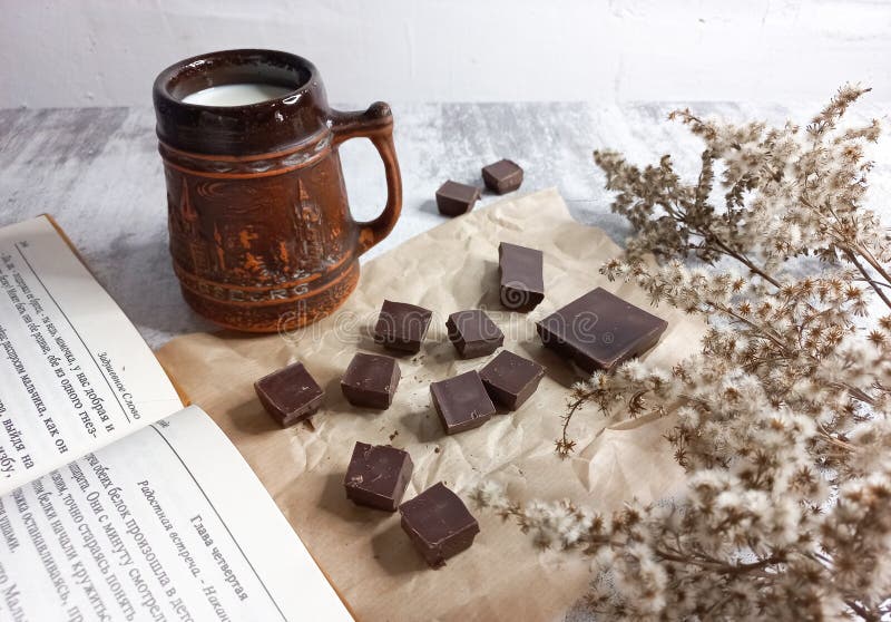 Relax with a Book and Snacking on Chocolate Editorial Image - Image of ...