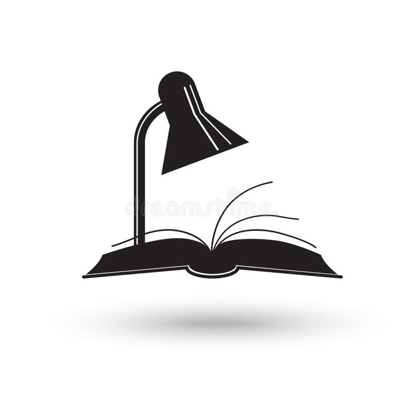 Reading Lamp and Book. Library and Learning Symbol. Vector Illustration ...