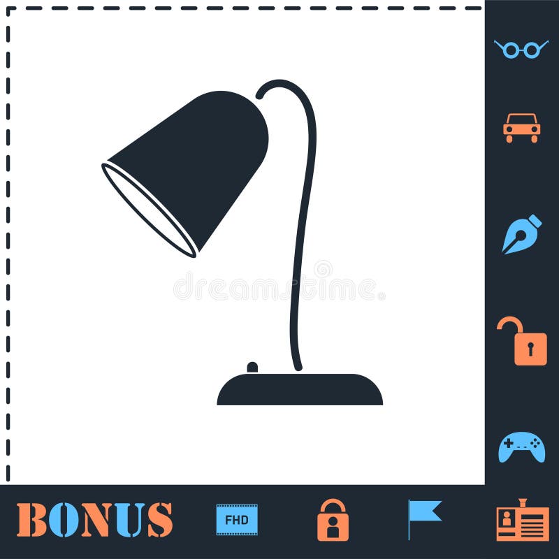Reading lamp icon flat stock vector. Illustration of design - 145473709