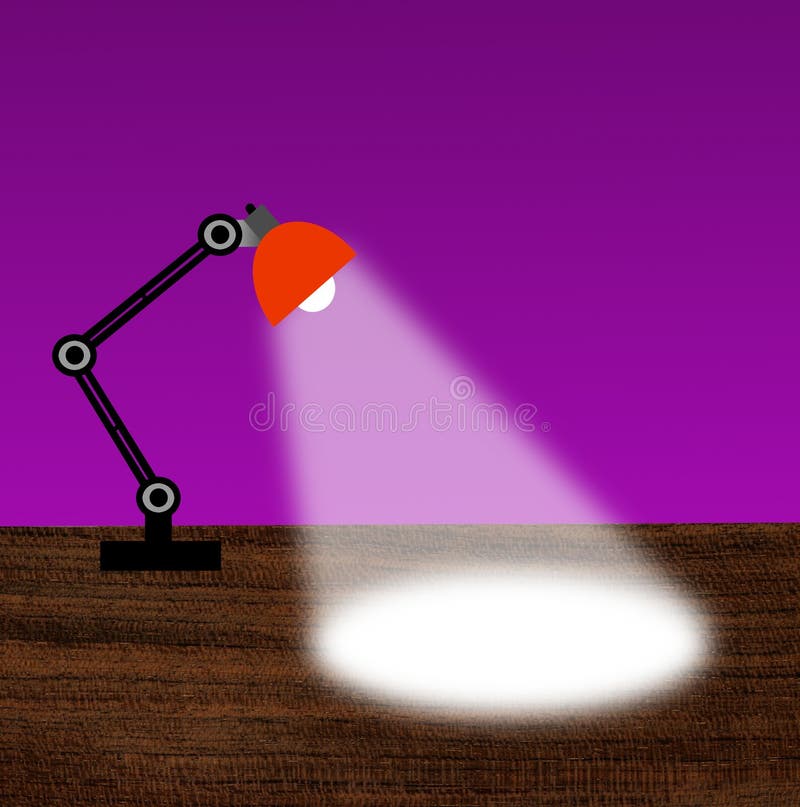 Reading-lamp with the Ray of Light on a Table Stock Illustration ...
