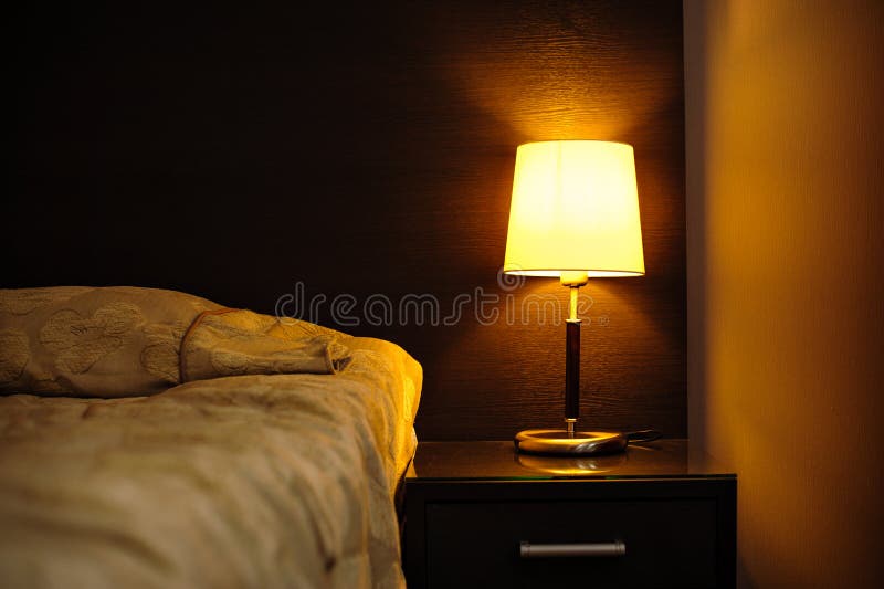 Reading Lamps in the Bedroom Near the Bed Stock Photo - Image of ...