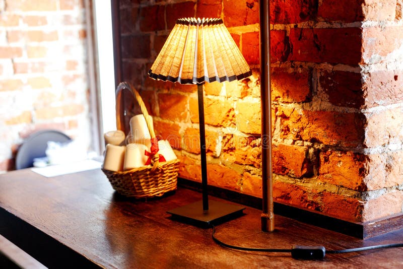 Reading Lamps in Front of a Red Brick Wall Stock Image - Image of ...