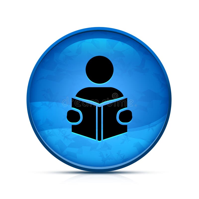 Reading Learning with Book Help Icon on Classy Splash Blue Round Button ...