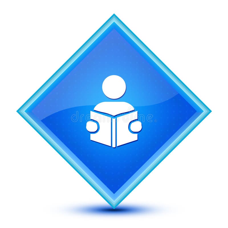 Reading Learning with Book Icon Isolated on Special Blue Diamond Button ...
