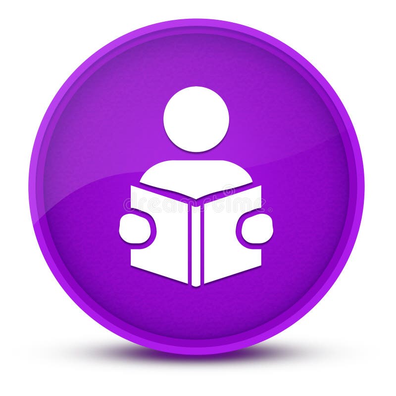Reading Learning with Book Luxurious Glossy Purple Round Button ...