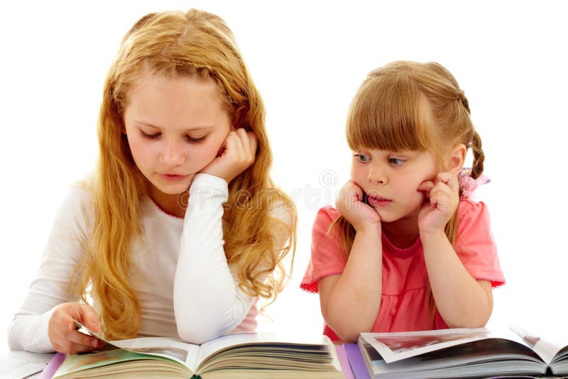 Reading lesson stock photo. Image of girl, interested - 25443940