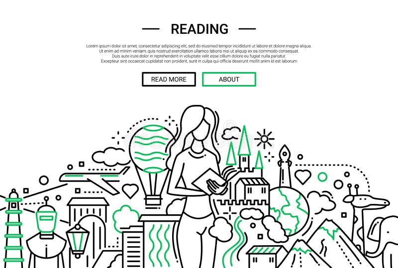 Reading - Line Design Brochure Poster Template A4 Stock Vector ...