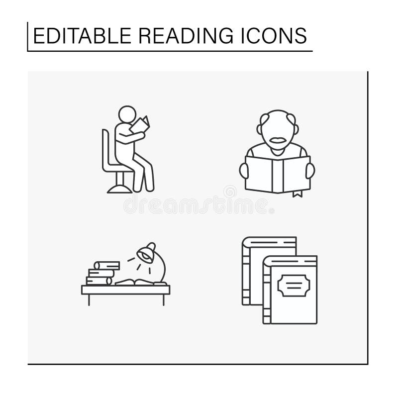 Reading line icons set stock vector. Illustration of text - 245420913