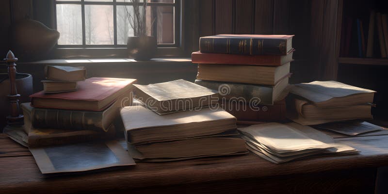 Reading Literature Books Hyper-realistic Textures Generative AI Stock ...