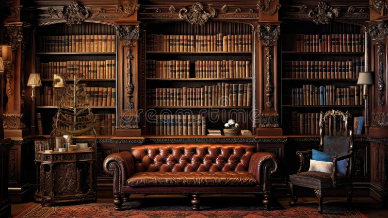 Reading luxury library stock illustration. Illustration of knowledge ...