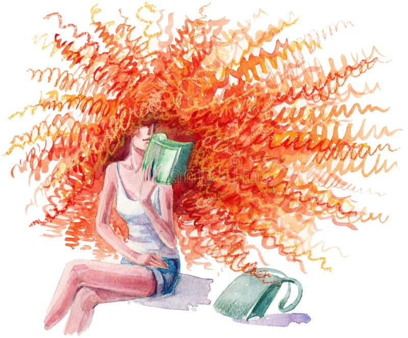 Reading a magazine stock illustration. Illustration of bright - 53781011