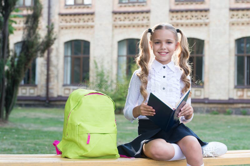 Reading Makes Her Smarter. Little Girl Read Library Book. Small Kid ...