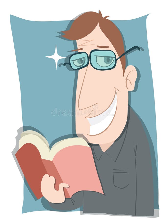 Cartoon man reading a book stock vector. Illustration of vector - 55580708