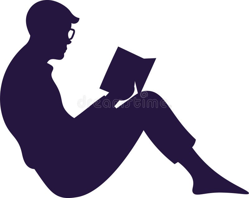 Reading Man Silhouette stock vector. Illustration of sitting - 352770478
